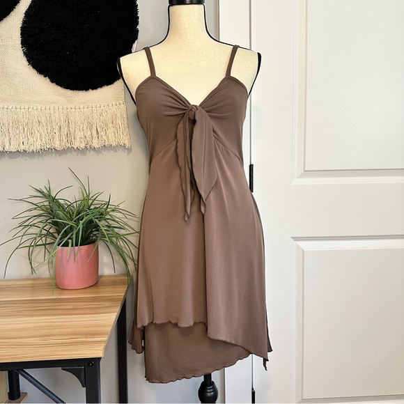 Shape FX | Dresses | Y2k Vibe Brown Asymmetrical Mini Dress | Poshmark